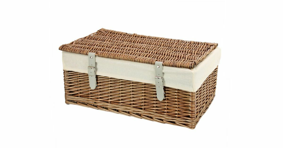 20 Inch Bronzed Wicker Hamper Basket & Liner | Gadsby